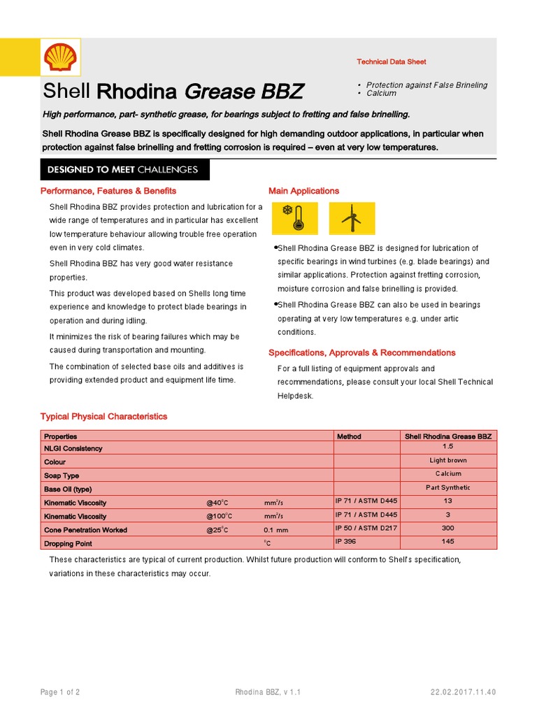 Shell Rhodina Grease BBZ Overview | PDF | Mechanical Engineering ...