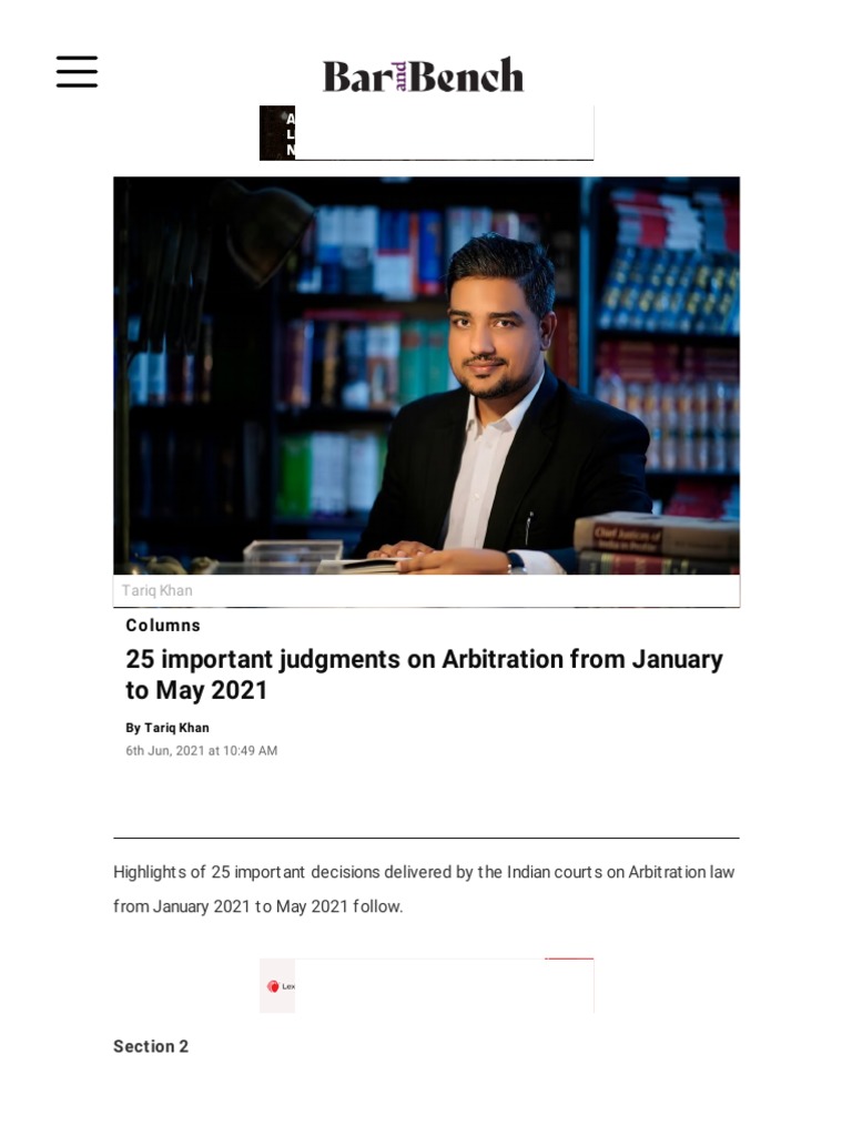 25 Important Judgments On Arbitration From January To May 2021 | PDF ...