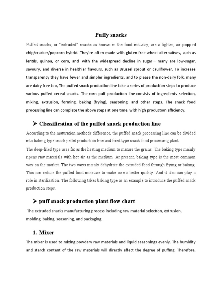 Puffy Snacks: Classification of The Puffed Snack Production Line | PDF ...