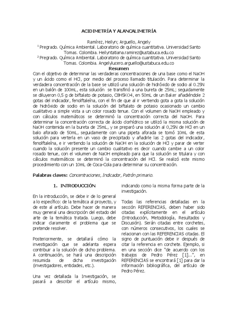 Acidimetria y Alcalimetria | PDF