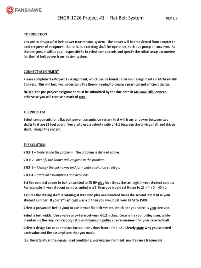 Project #1 - Flat Belt System REV 1.9 | PDF | Belt (Mechanical ...