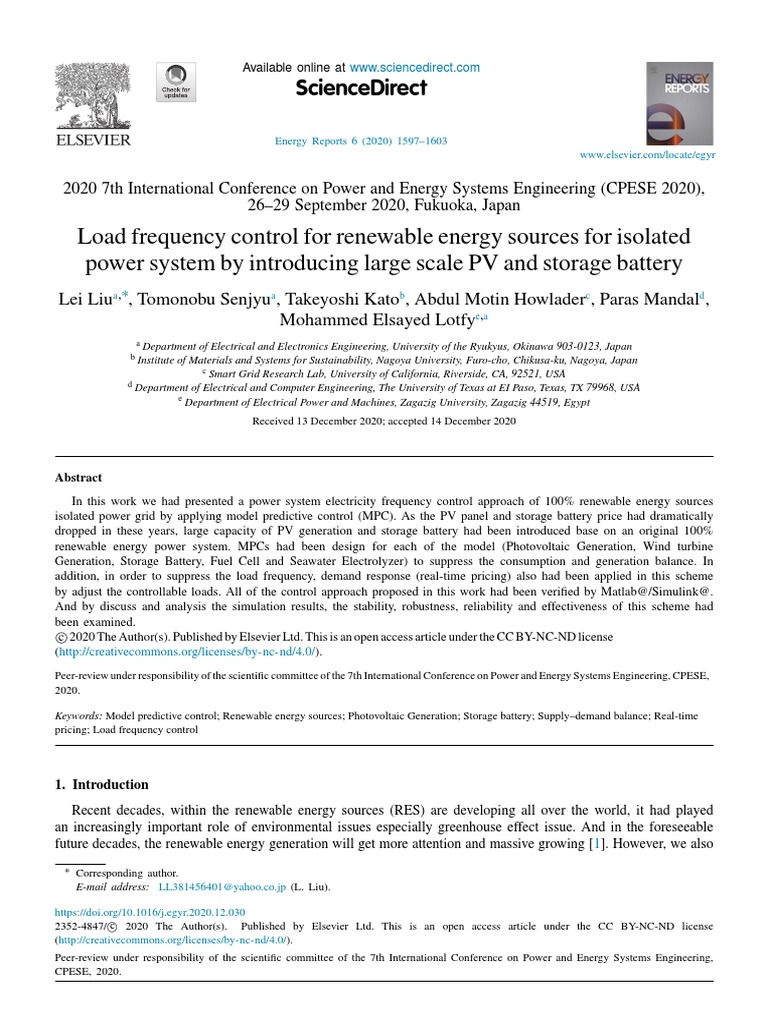 Load Frequency control-PV System | Download Free PDF | Photovoltaics ...