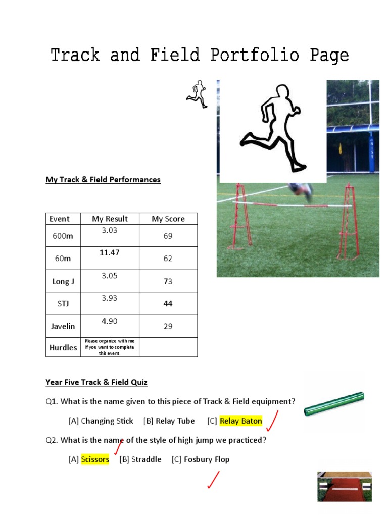 Hedda Track and Field Portfolio Page Yr5 | PDF | Track And Field ...