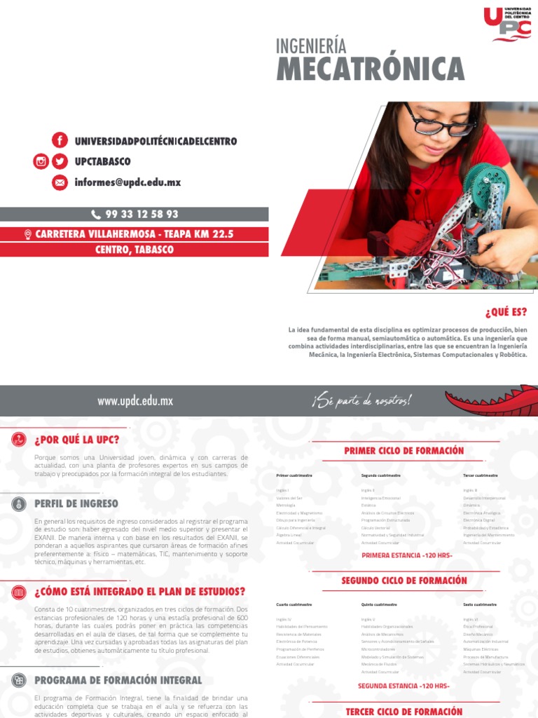 Plan de Estudio Mecatronica | Descargar gratis PDF | Ingeniería | Mecatrónica