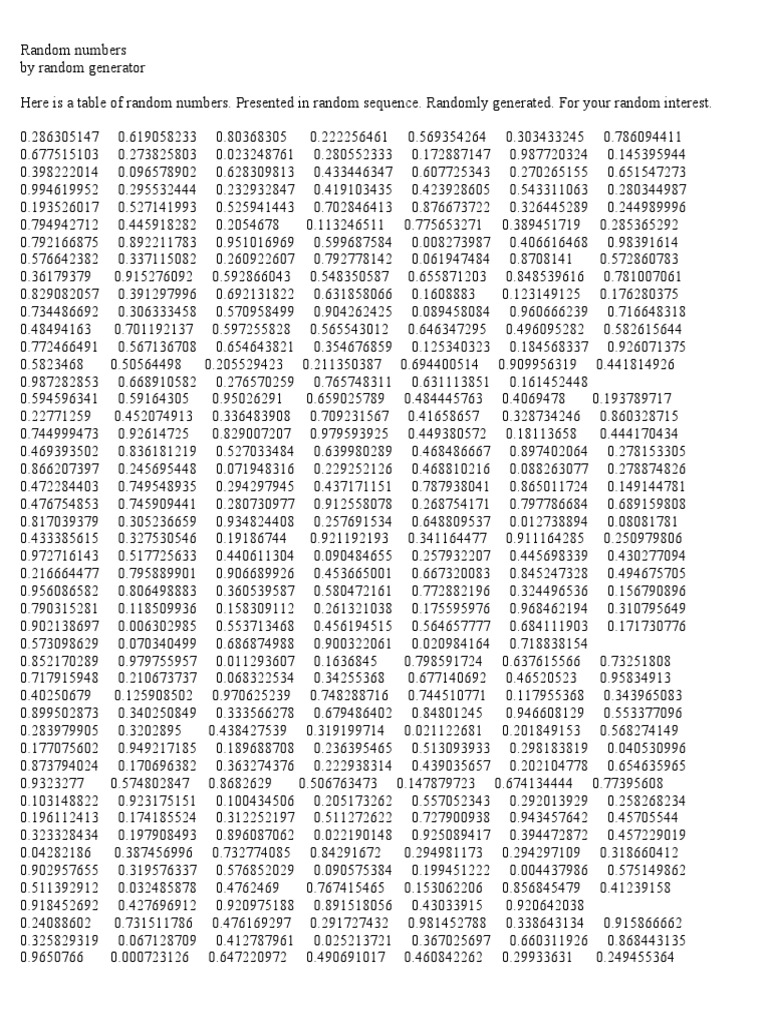 A First Introduction To A Random Table | PDF | Applied Mathematics ...