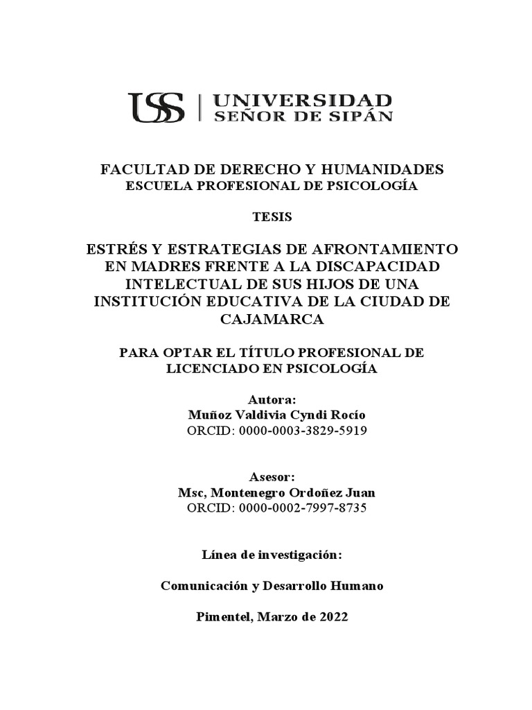 Tesis Cindy Muñoz Valdivia | PDF | Estrés (biología) | Las emociones