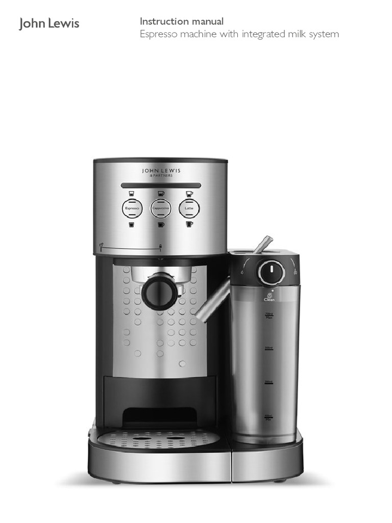 Instruction Manual Espresso Machine With Integrated Milk System | PDF ...