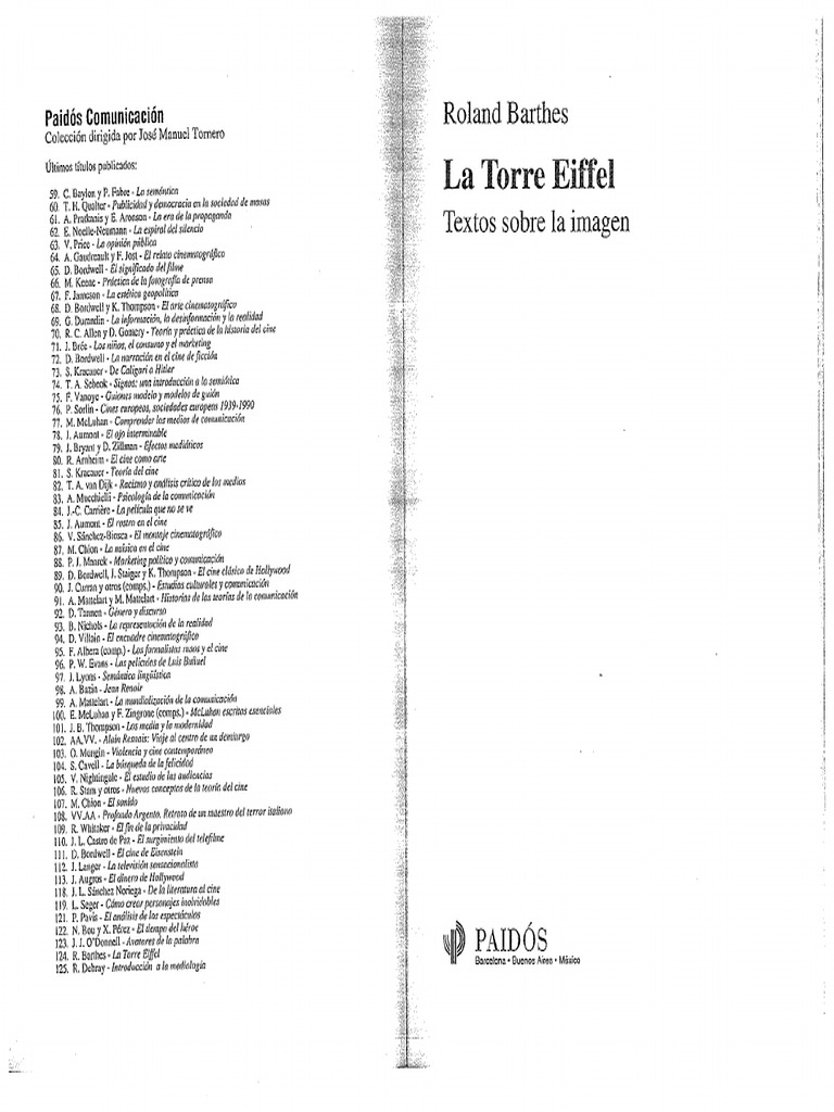 Roland Barthes - Torre Eiffel | PDF