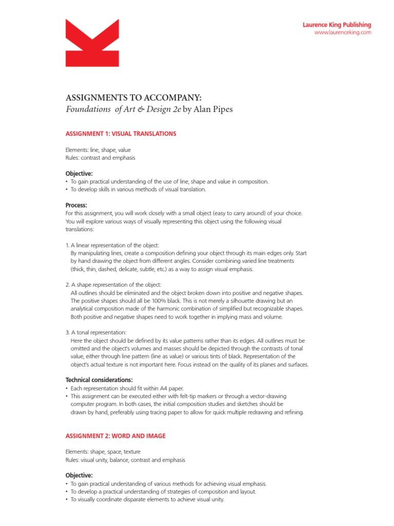 Assignments To Accompany:: Foundations of Art & Design 2e by Alan Pipes ...