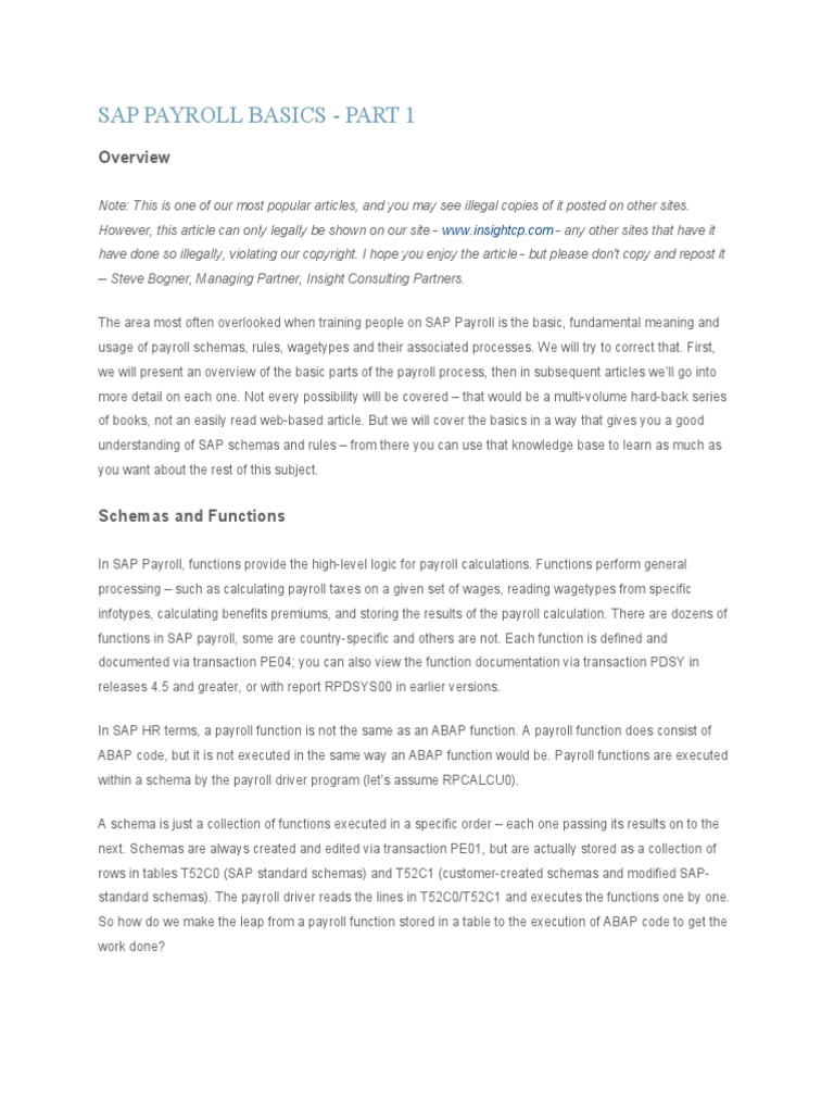 SAP Payroll Basics | PDF | Payroll | Computing