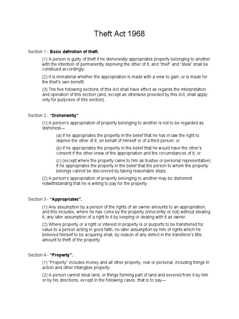 Theft Act 1968 | PDF | Theft | Burglary