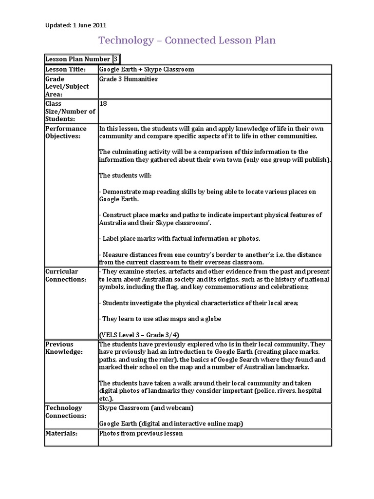 Technology - Connected Lesson Plan | PDF | Lesson Plan | Applied Psychology