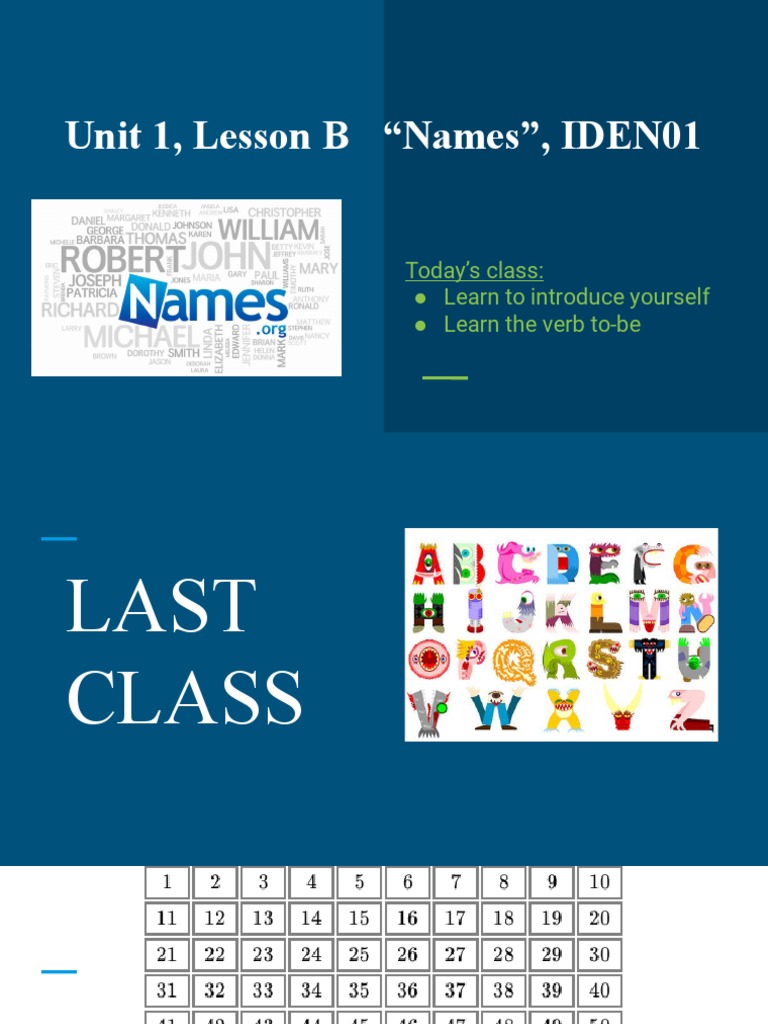 Unit 1, Lesson B - Names", IDEN01 | PDF
