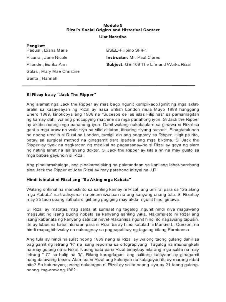 5 Narrative Report | PDF