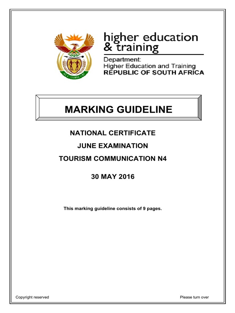 N4 Tourism Communication June 2016 Memorandum | PDF | Communication ...