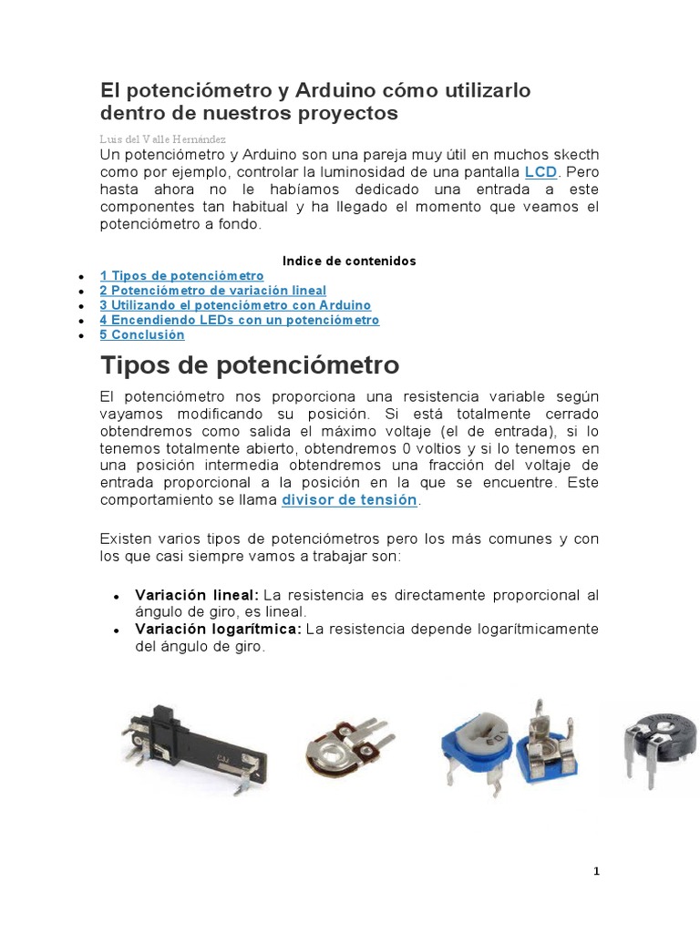 El Potenciómetro y Arduino Juego de Leds | PDF | Diodo emisor de luz ...
