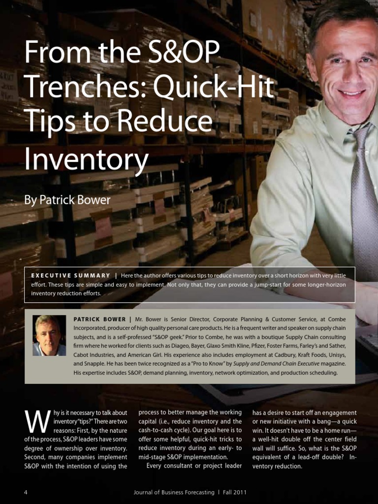 # (Article) From The S&OP Trenches - Quick-Hit Tips To Reduce Inventory (2011) | PDF | Inventory ...