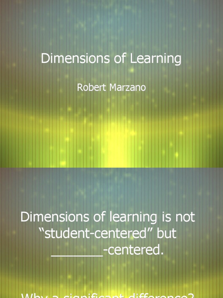 Dimensions of Learning: Robert Marzano | PDF | Knowledge | Learning