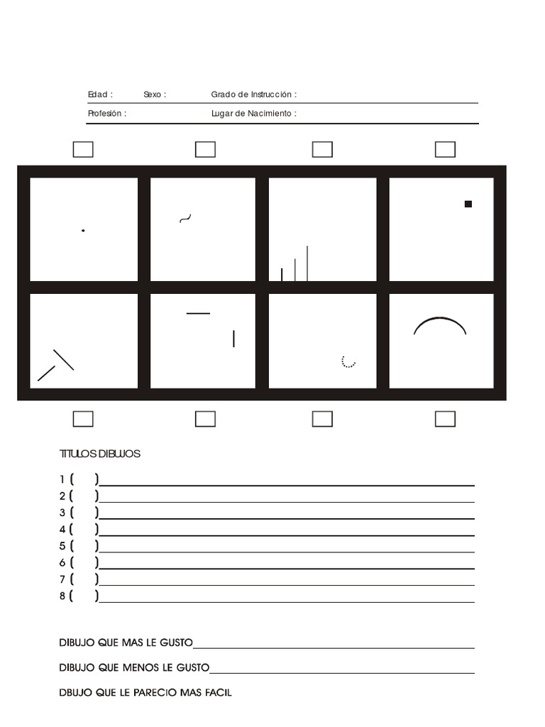 Test de Wartegg: Instrucciones y Datos | PDF