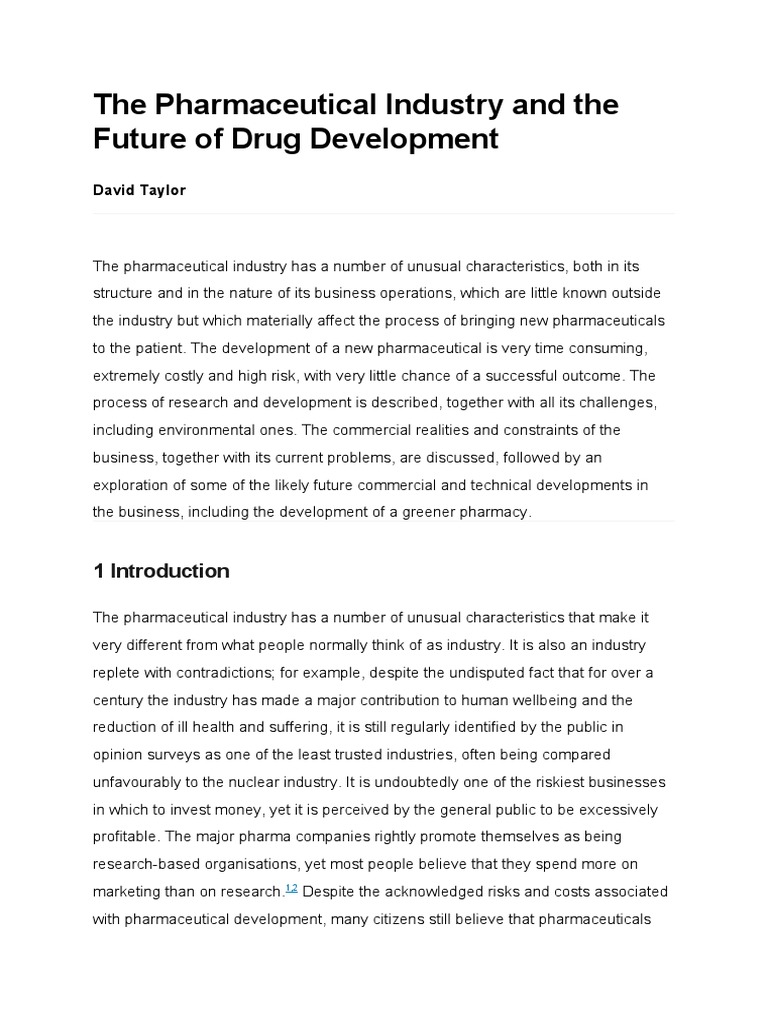 The Pharmaceutical Industry and The Future of Drug Development | PDF ...