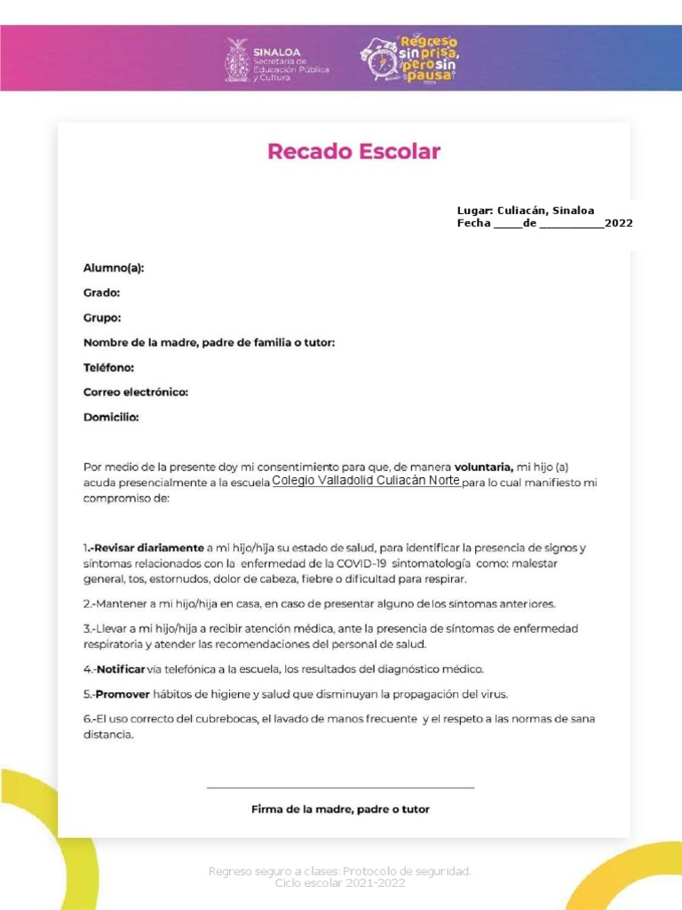 Recado Escolar | PDF