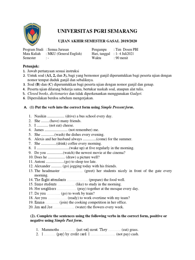 UAS MKU Bhs. Inggris (GASAL 2021) | PDF