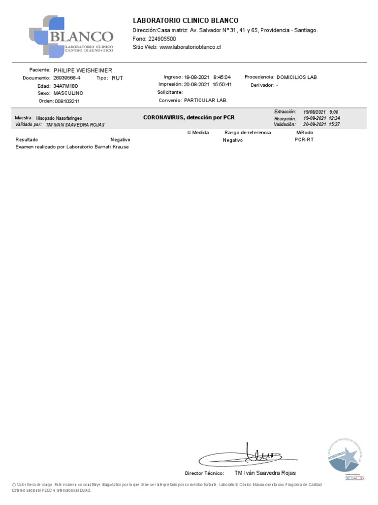 Laboratorio Clinico Blanco | PDF