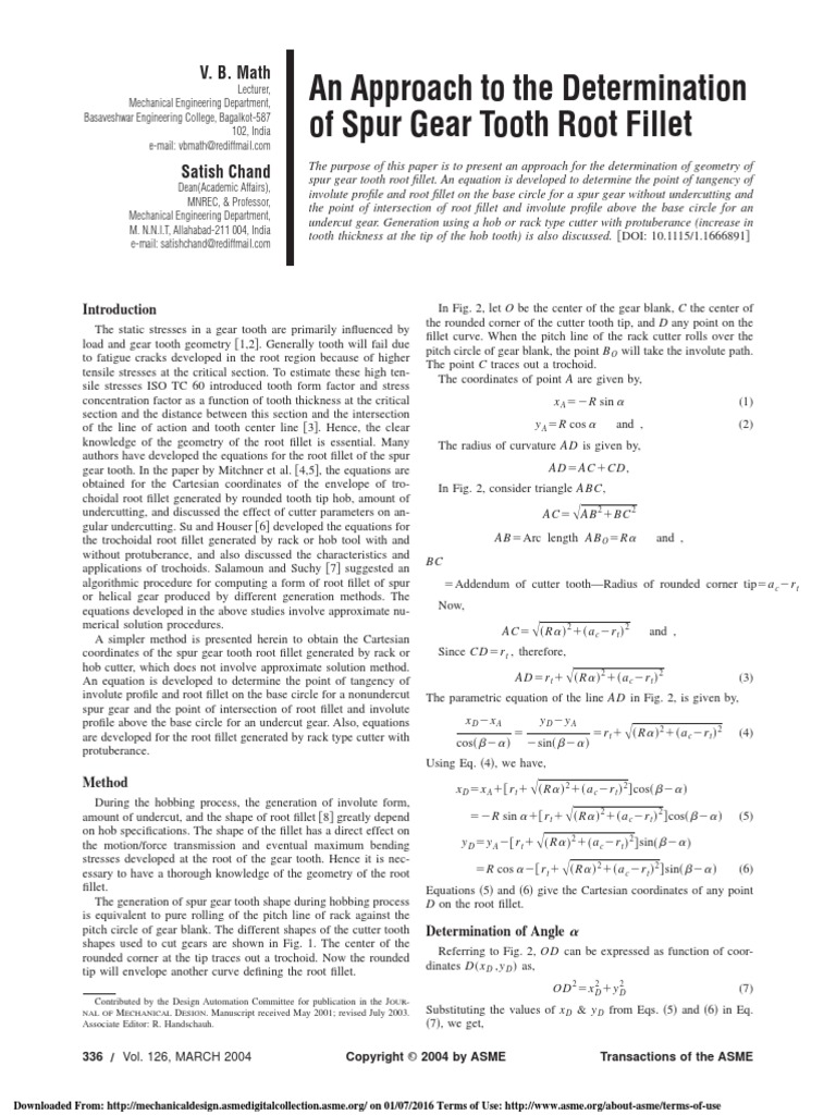 An Approach To The Determination | PDF | Gear | Equations