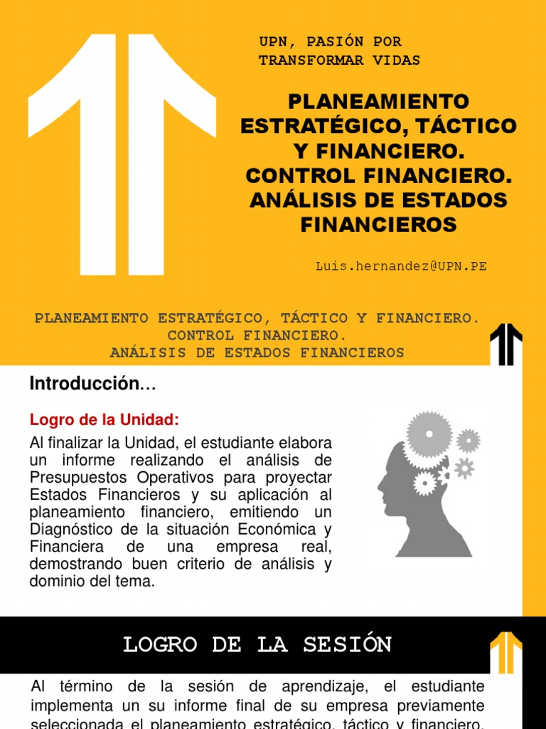 2 Planeamiento Estratégico, Táctico y Financiero Control Financiero y Análisis de Estados ...