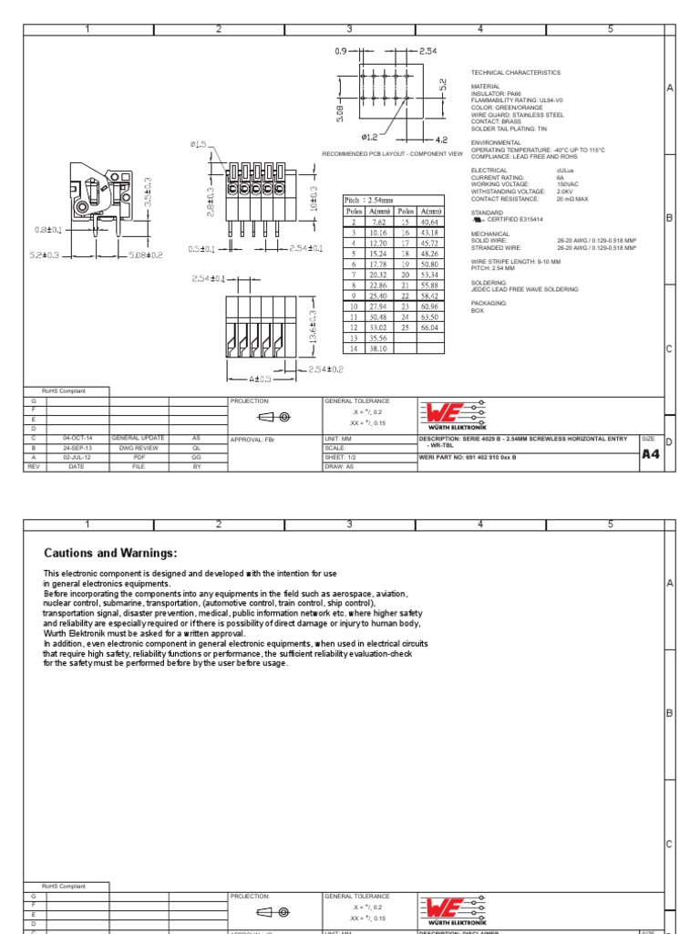 Description: Serie 4029 B - 2.54Mm Screwless Horizontal Entry - WR-TBL ...