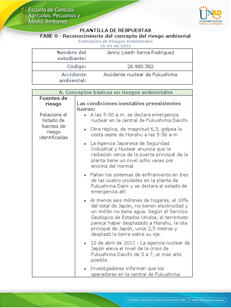 Plantilla de Respuestas Fase 0 .2022 | PDF | Desastre nuclear de ...