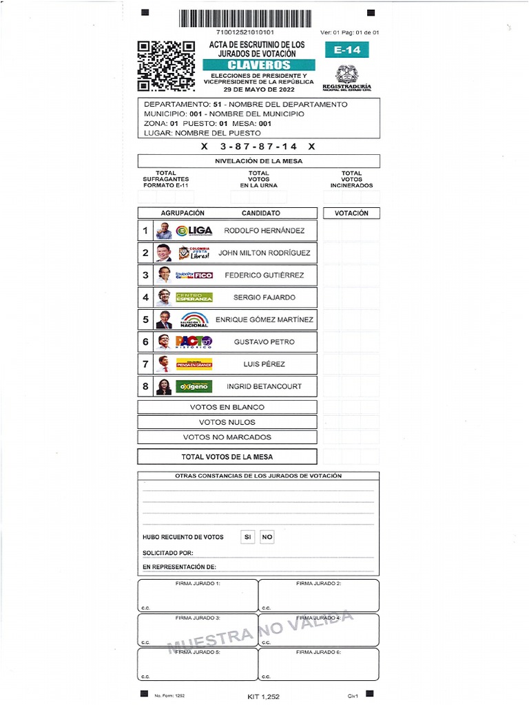 Formulario E-14 | PDF