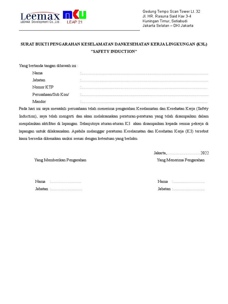 Form Safety Induction | PDF