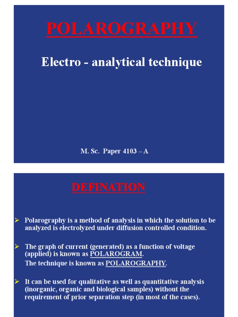 Polarography: Electro - Analytical Technique | PDF | Diffusion ...