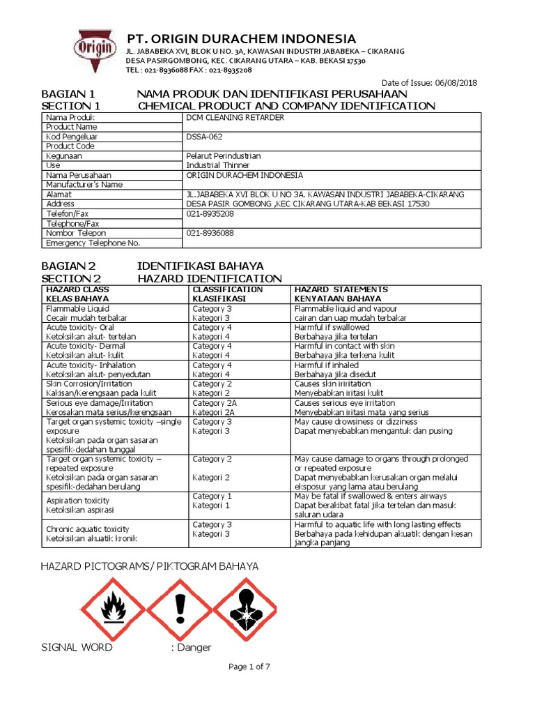 Origin Durachem Dssa-062 | PDF