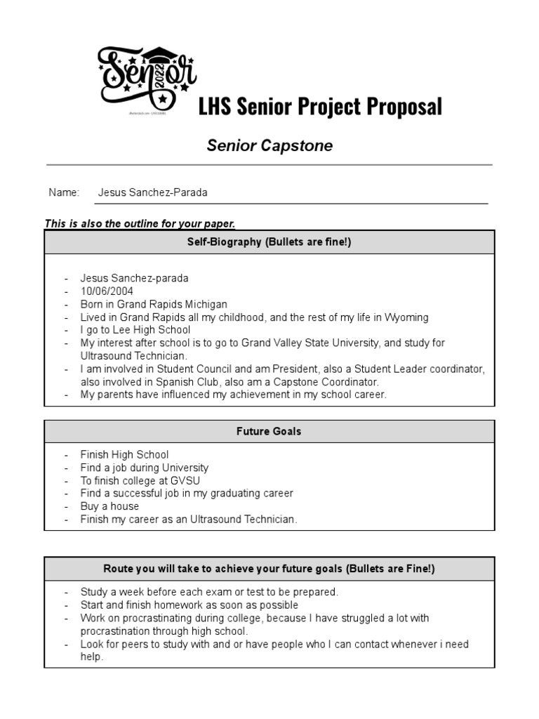 Jesus Sanchez-Parada - 2021 Senior Project Proposal Form | PDF | Cognition | Behavior Modification