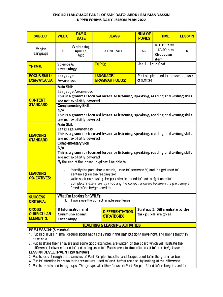 English Language Panel of SMK Dato' Abdul Rahman Yassin Upper Forms ...