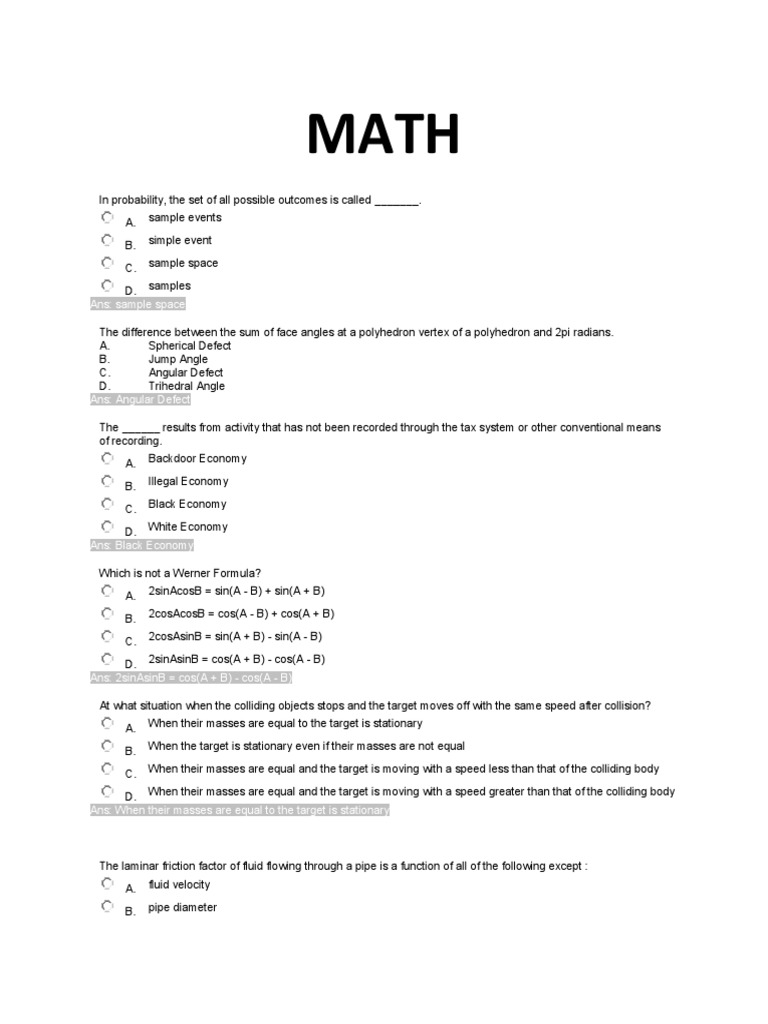 MATHEMATICS (Problems and Elements) 1 | PDF | Angle | Pressure
