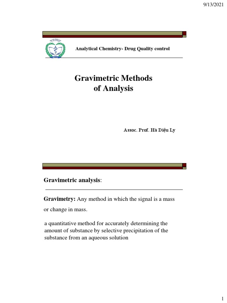 Unit 4-Gravimetric Method | PDF | Filtration | Precipitation (Chemistry)