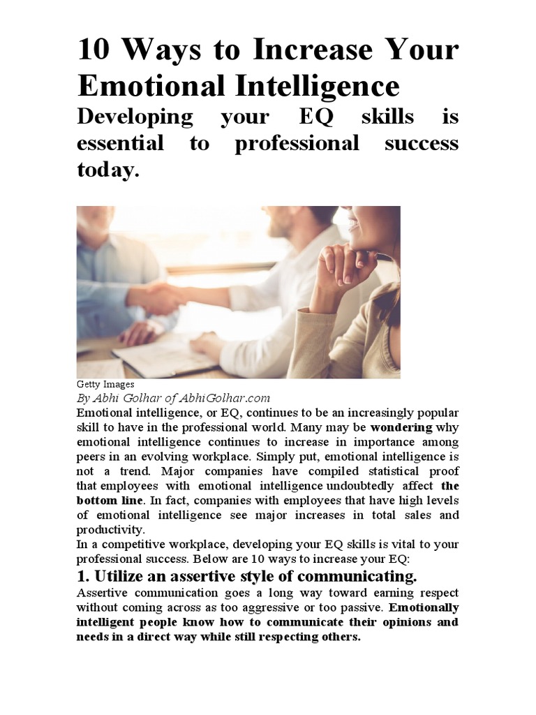 10 Ways To Increase Your Emotional Intelligence | PDF | Empathy ...