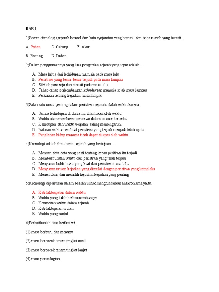 Kuis Sejarah dan Evolusi | PDF