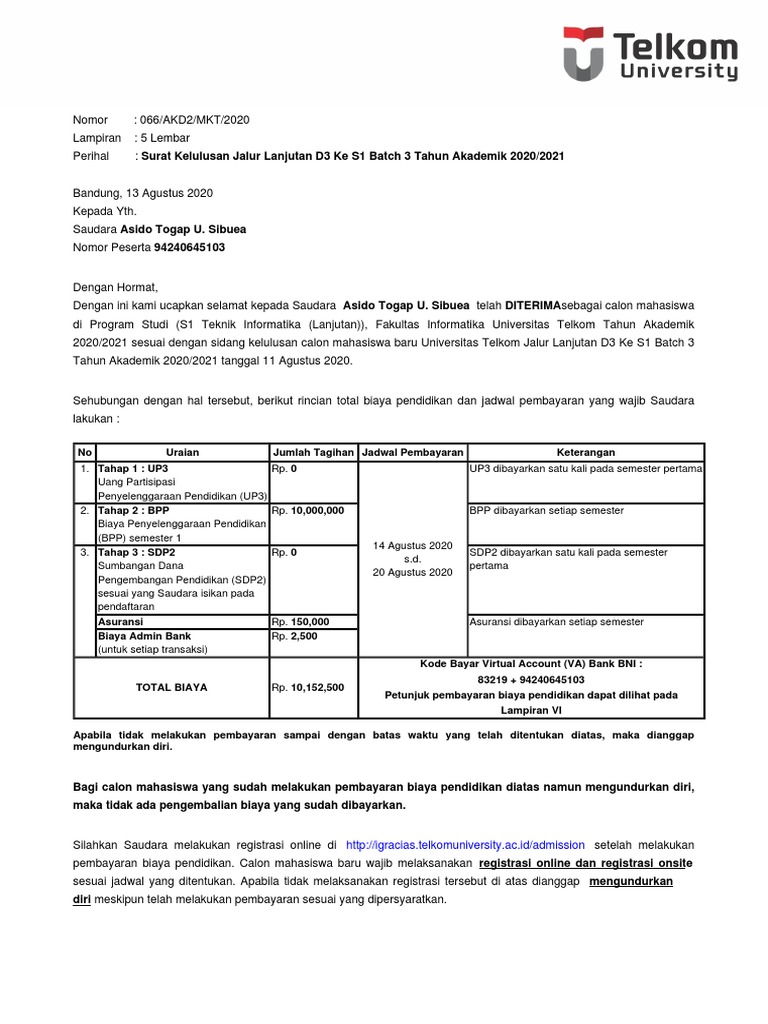 Surat - Kelulusan - Asido Sibuea | PDF | Pengelolaan Keuangan & Uang