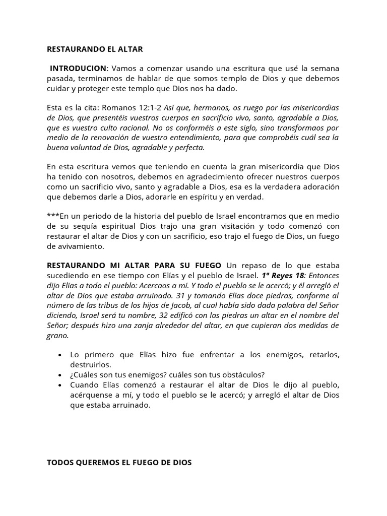 Restaurando El Altar | PDF | Amor | eucaristía