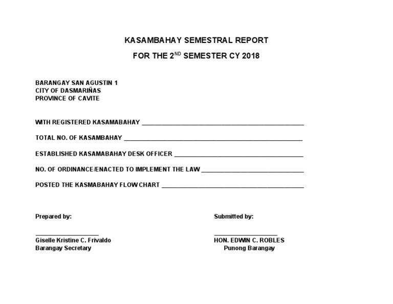 Kasambahay Semestral Report | PDF