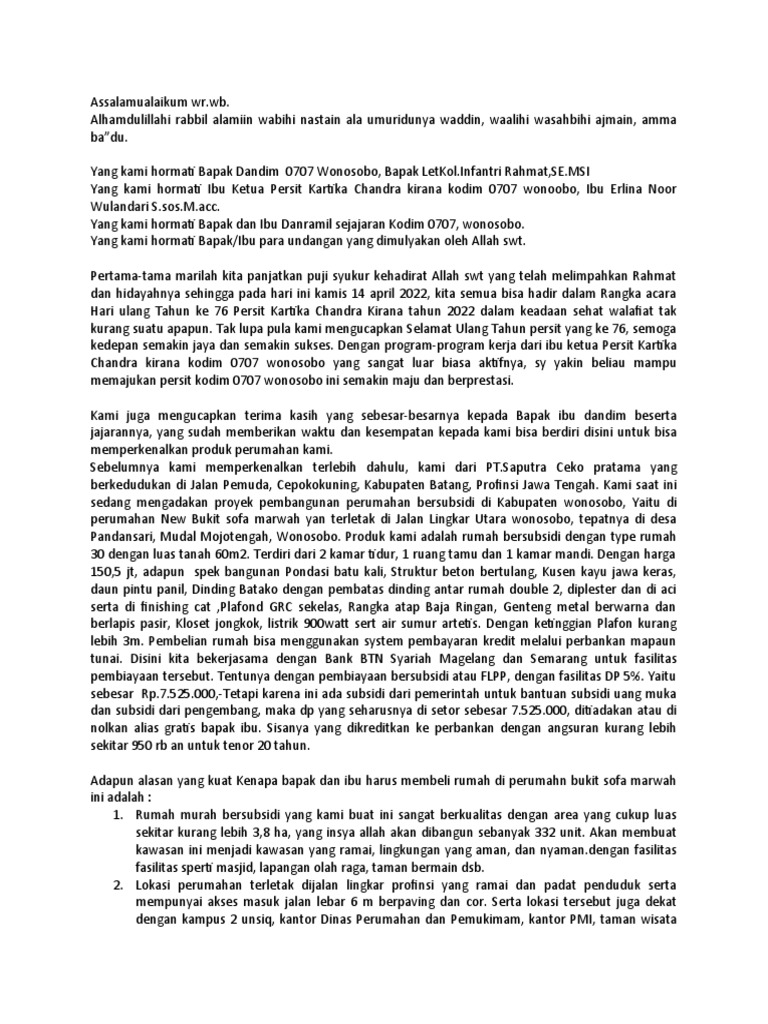 Pidato Hut Persit | PDF