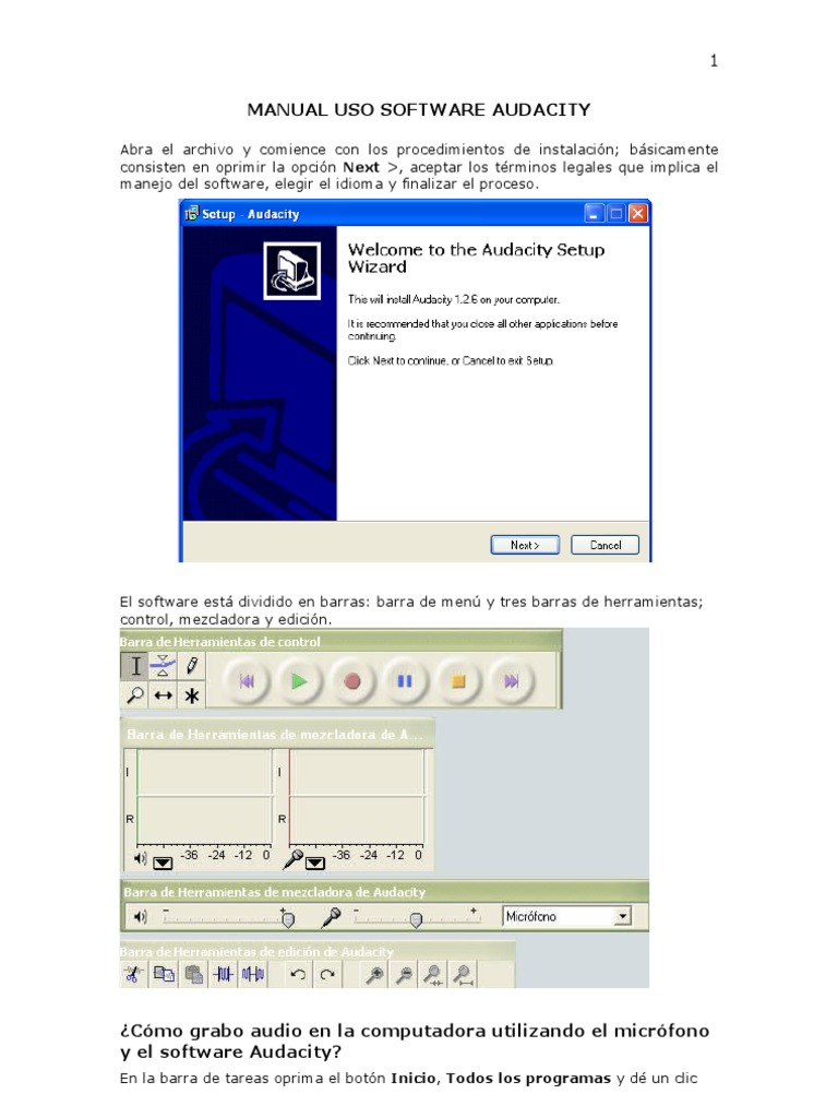 Guía Completa de Uso de Audacity | PDF | Point and Click | Archivo de ...