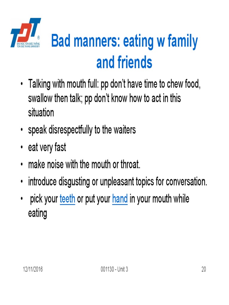 Unit 3 - Bad Manners - Ideas and Expressions | PDF