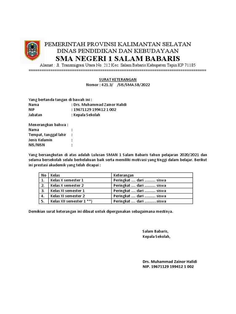 Surat Keterangan Peringkat | PDF