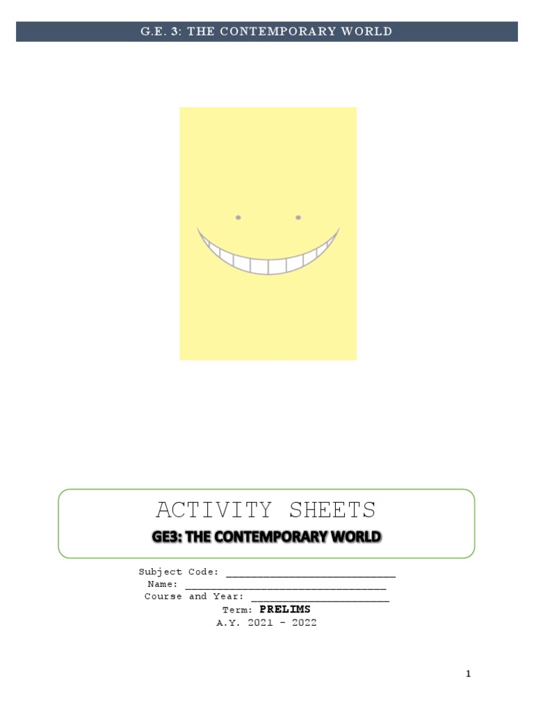 G.E. 3: Contemporary World Activities | PDF | Learning | Communication