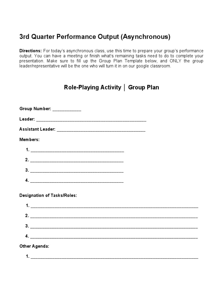 3rd Quarter Group Performance Plan | PDF